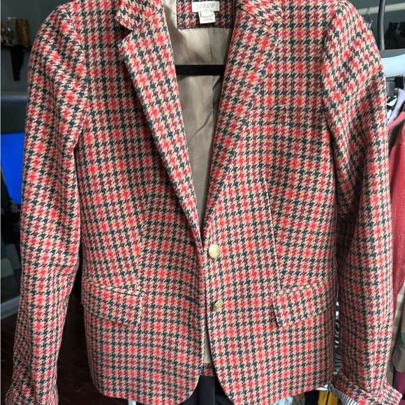 J. Crew | Jackets & Coats | J Crew Red And Black Plaid Blazer | Poshmark